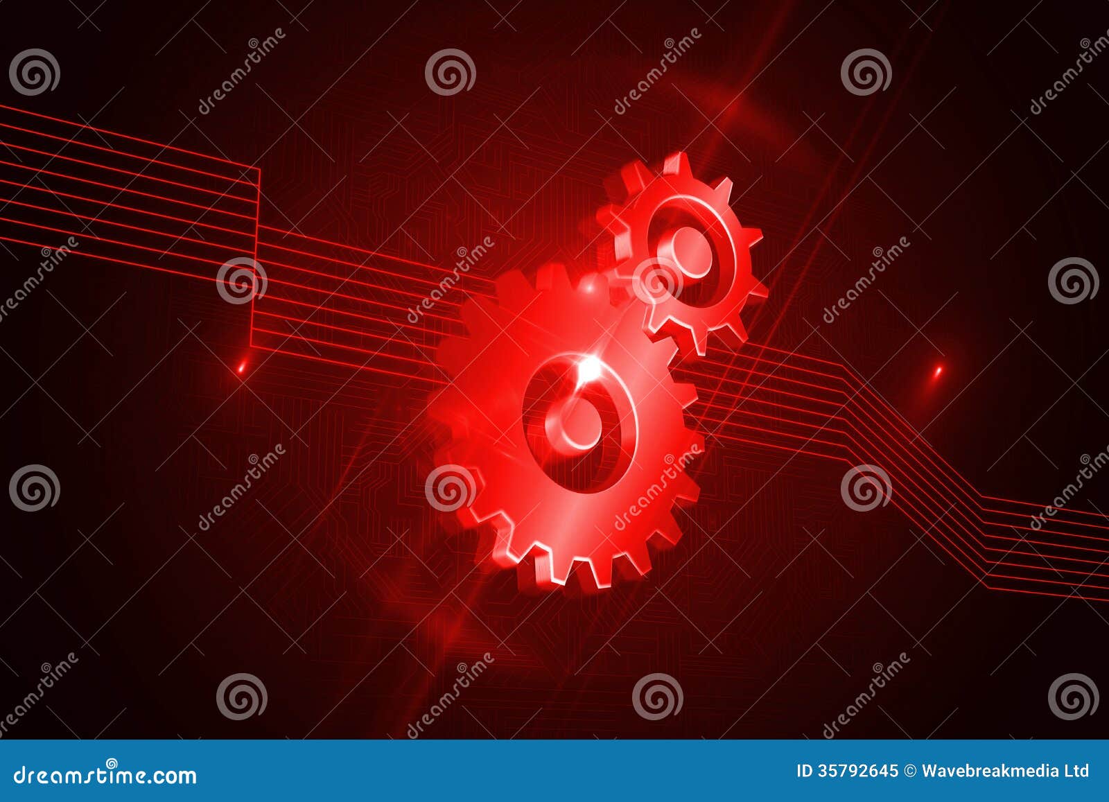 Shiny red cogs stock illustration. Illustration of technology - 35792645