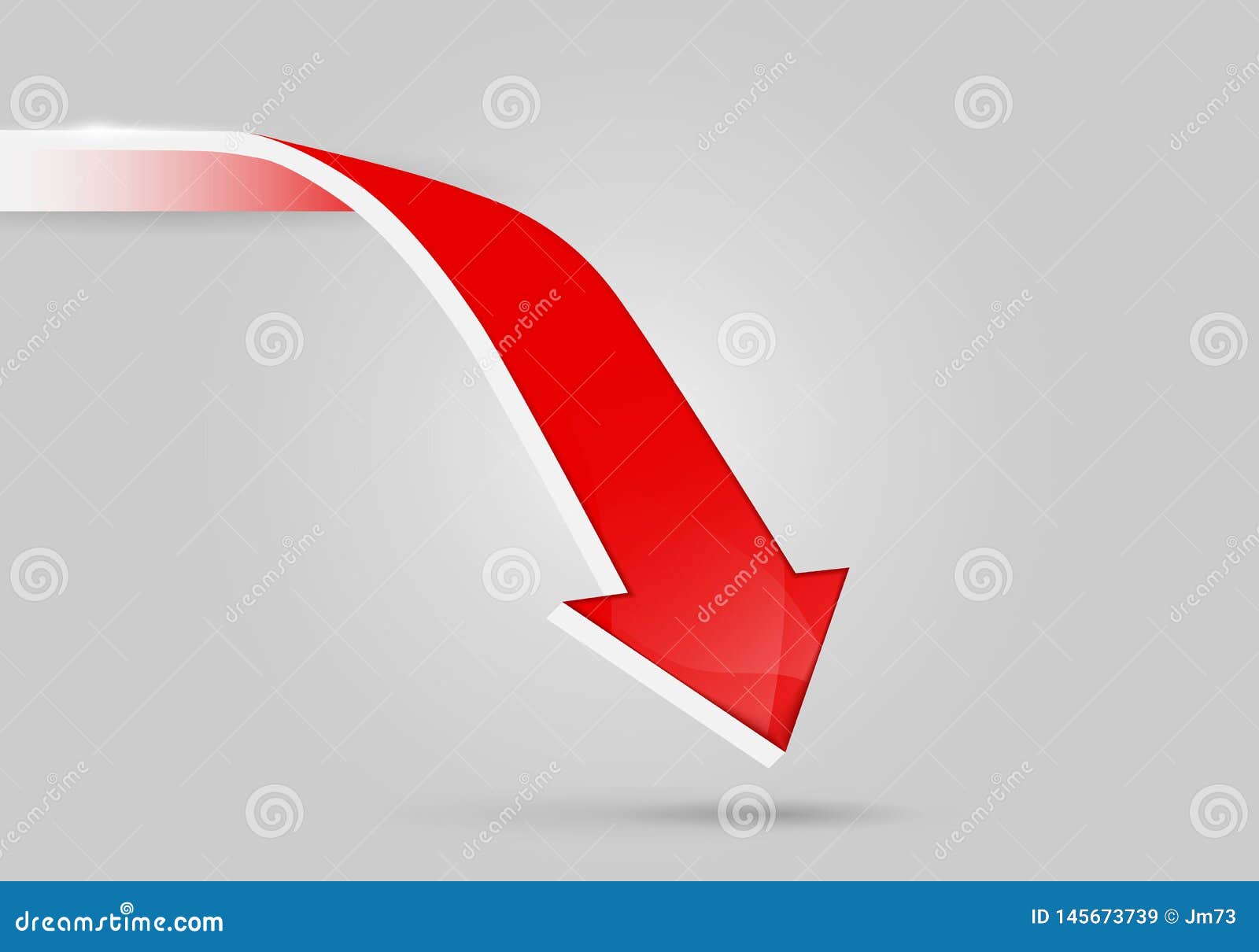 Shiny Red 3d Arrow Pointing Downwards On Gray Background Cartoon Vector ...