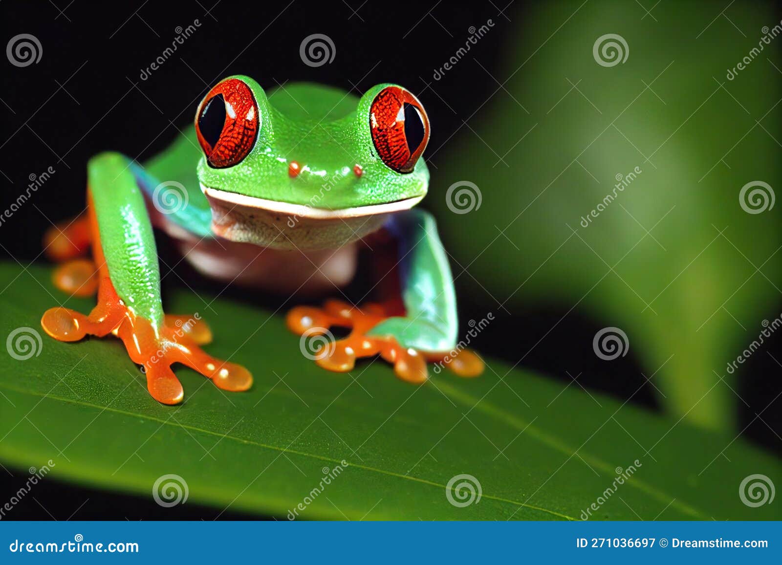 Shiny Red Eyed Tree Frog with Large Bulging Eyes Stock Illustration ...