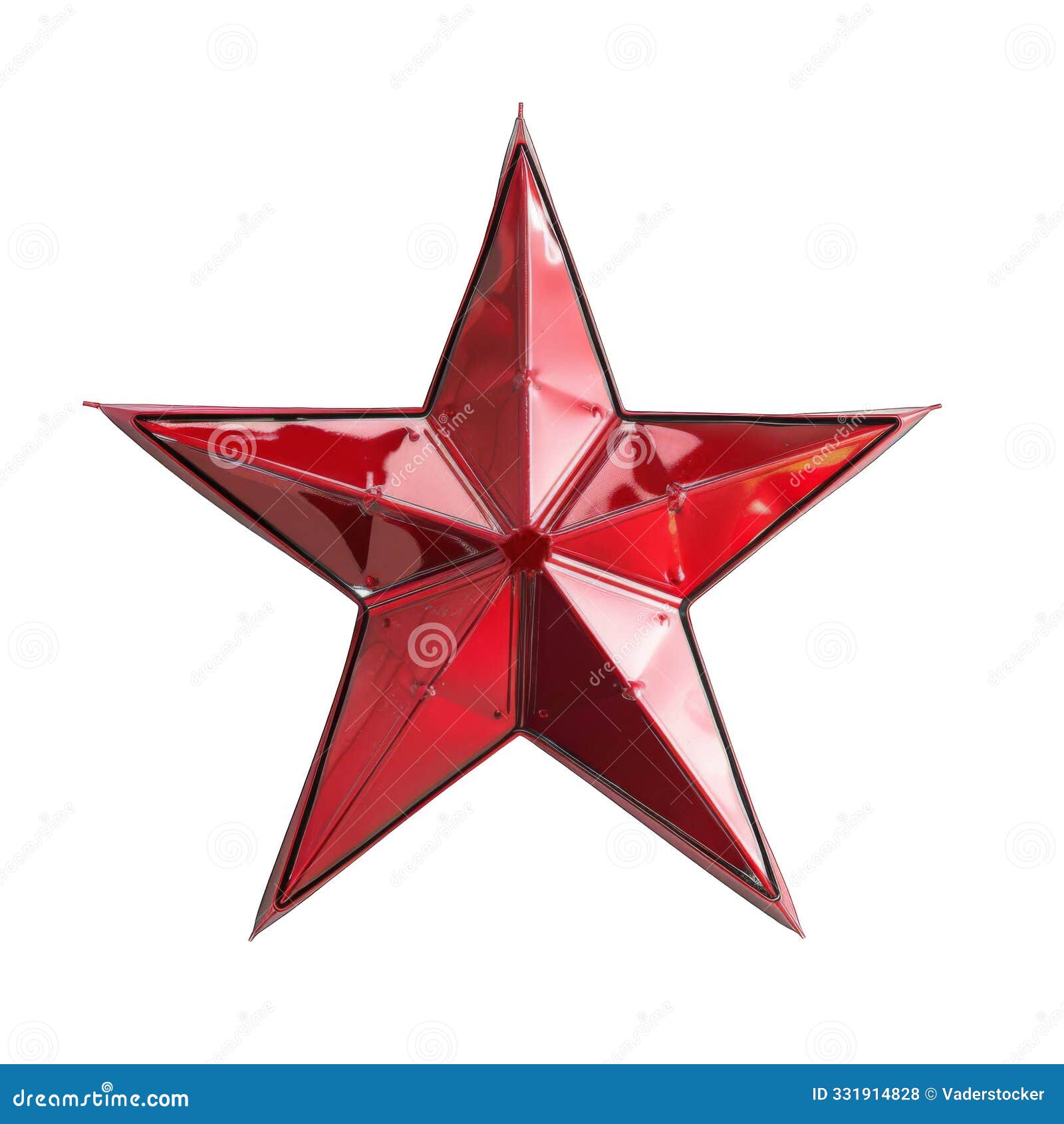 A Shiny Red Five-Pointed Star Isolated on White Background Stock ...