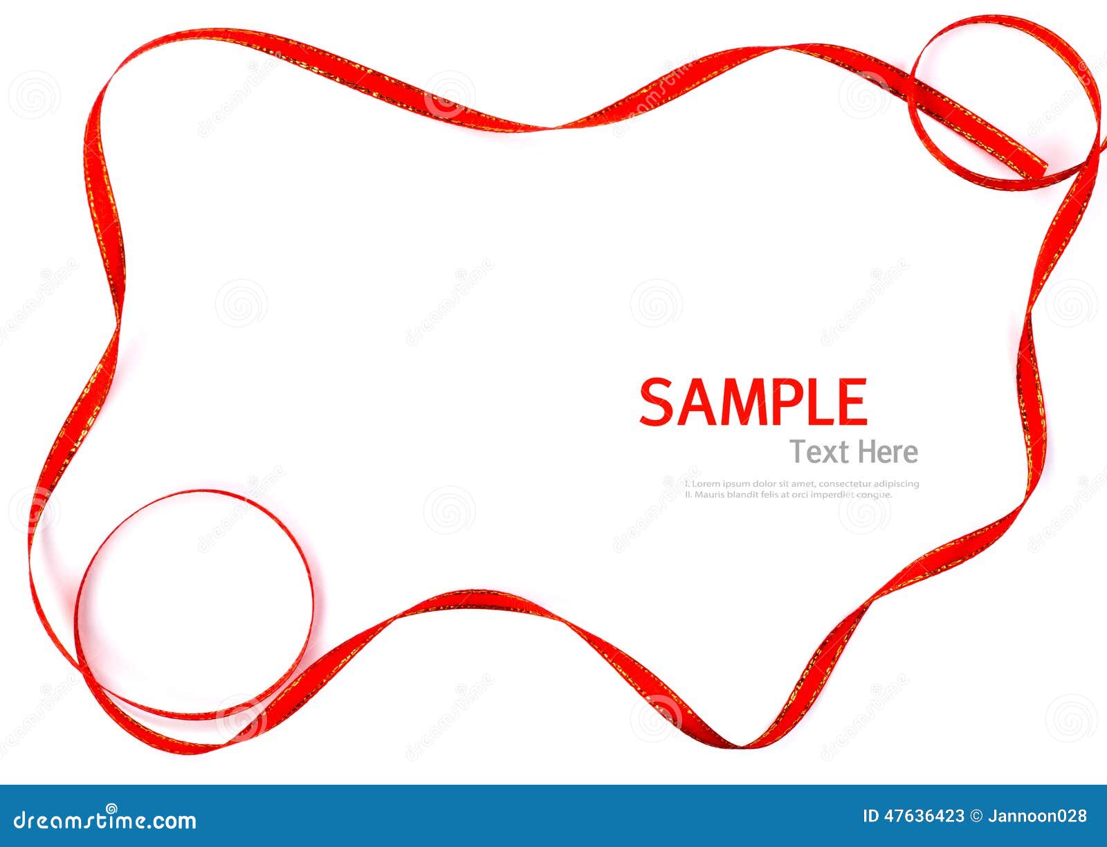 Shiny Red and Gold Border Ribbon on White Background with Copy Stock ...