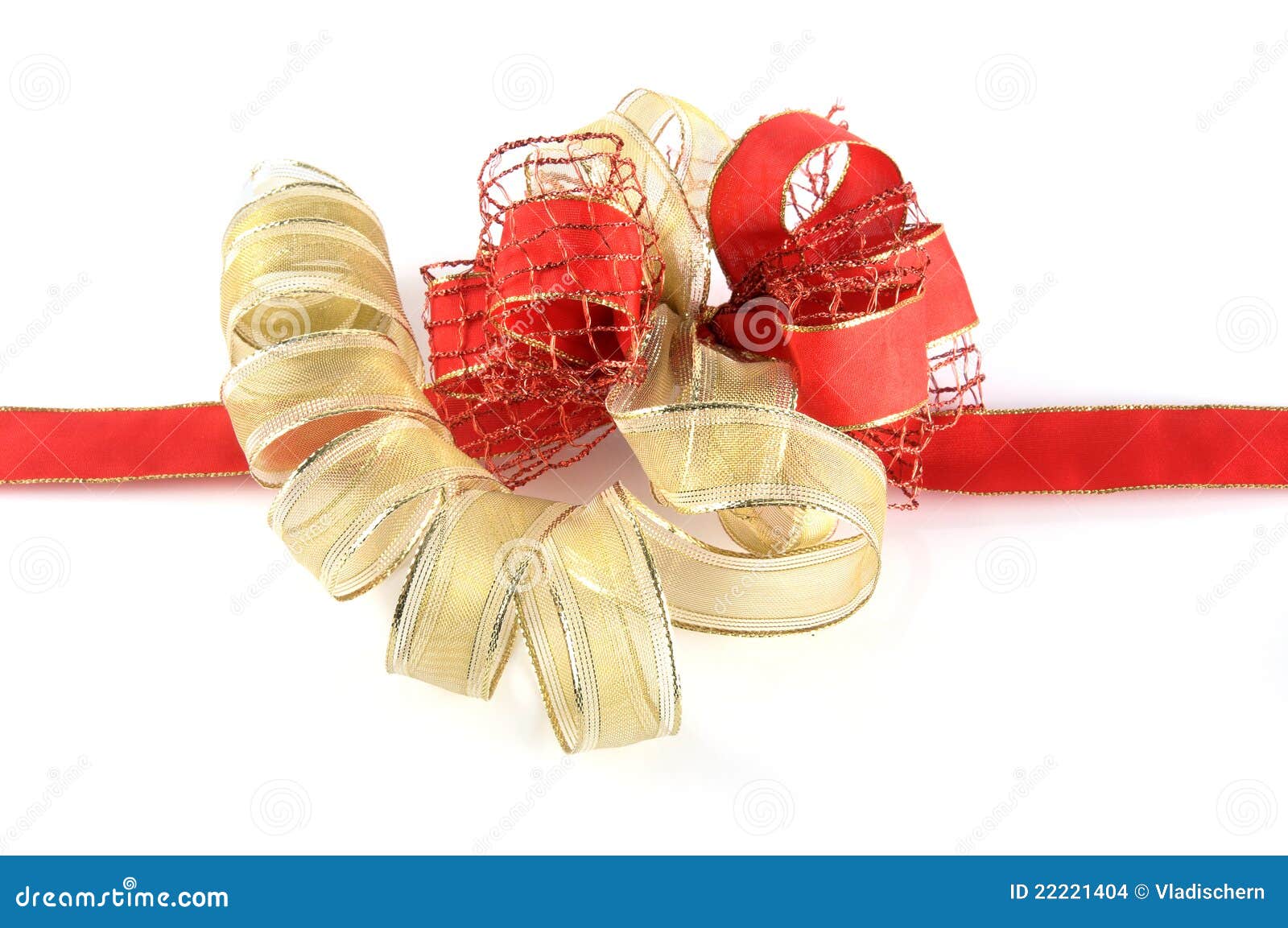 Shiny Red and Gold Ribbon Bow Stock Photo - Image of festive, blur ...