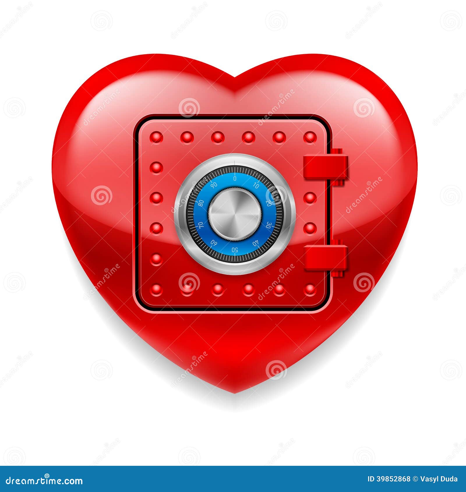 Shiny red heart as a safe stock vector. Illustration of protect - 39852868