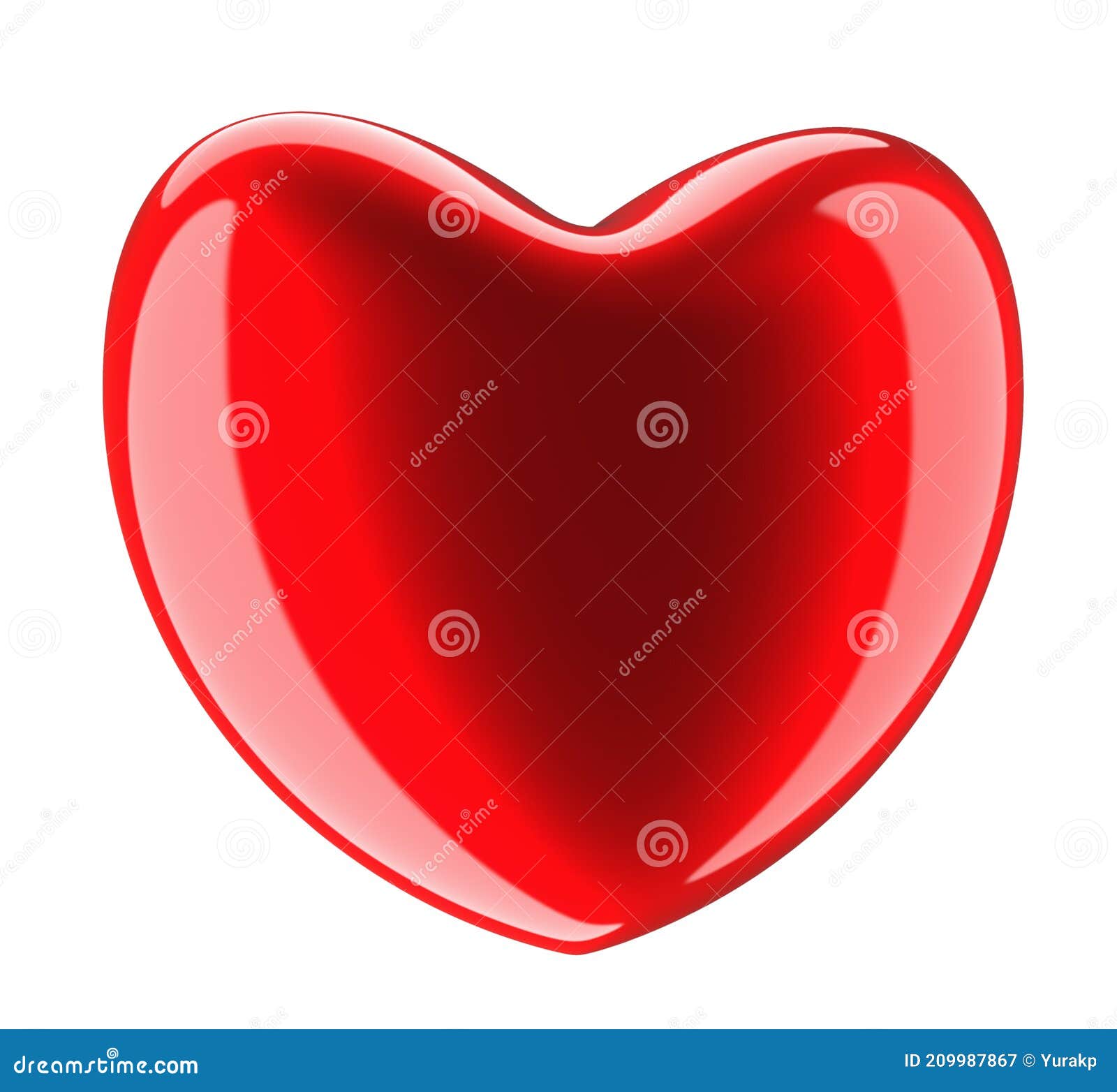 Shiny Red Heart Isolated on a White Background Stock Illustration ...