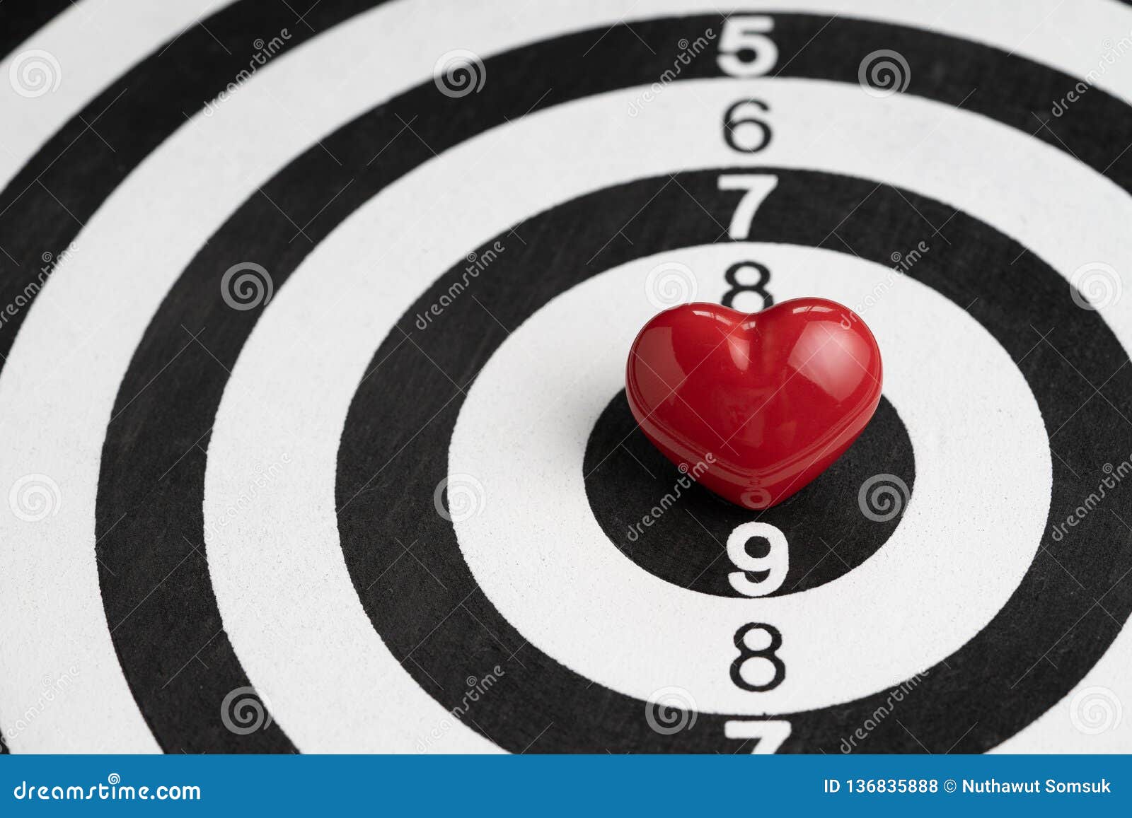 Shiny Red Heart Shape On Center Of Archery Black And White Circle ... Shiny Red Heart Shape On Center Of Archery Black And White Circle ...