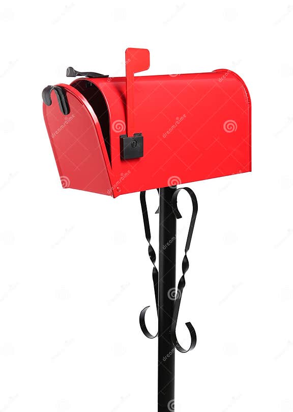 Shiny Red Letter Box on White Background Stock Photo - Image of address ...