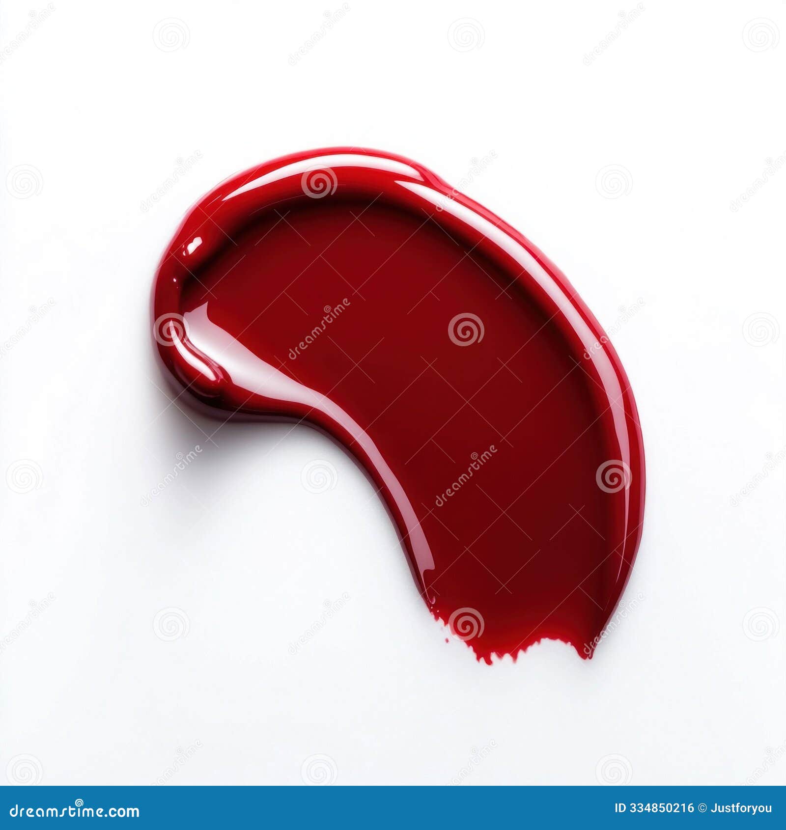 Shiny Red Liquid Drop with Smooth Curves on White Background Stock ...