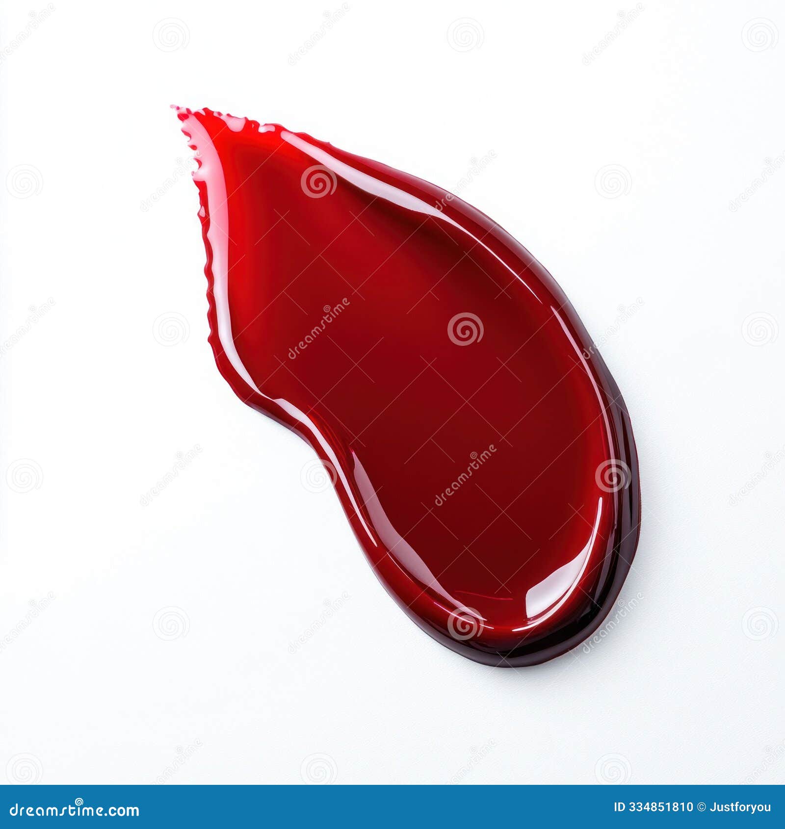 Shiny Red Liquid Drop with Smooth Curves on White Background Stock ...