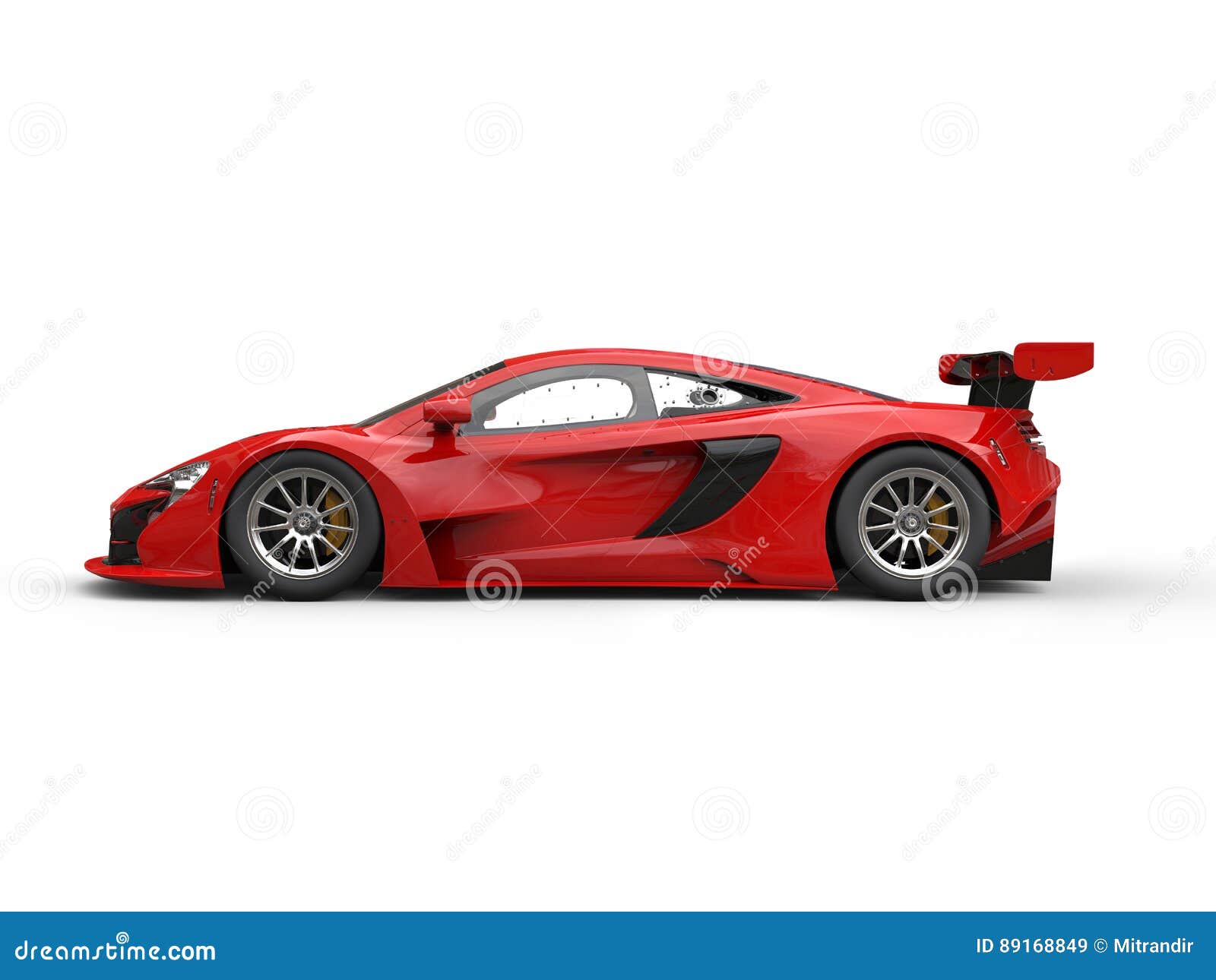 Shiny Red Modern Race Car - Side View Stock Illustration - Illustration ...