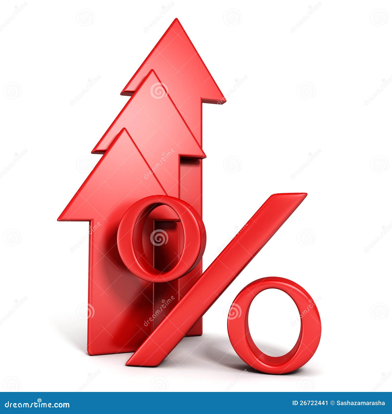 Shiny Red Percent Symbol with Growing Up Arrow Stock Illustration ...