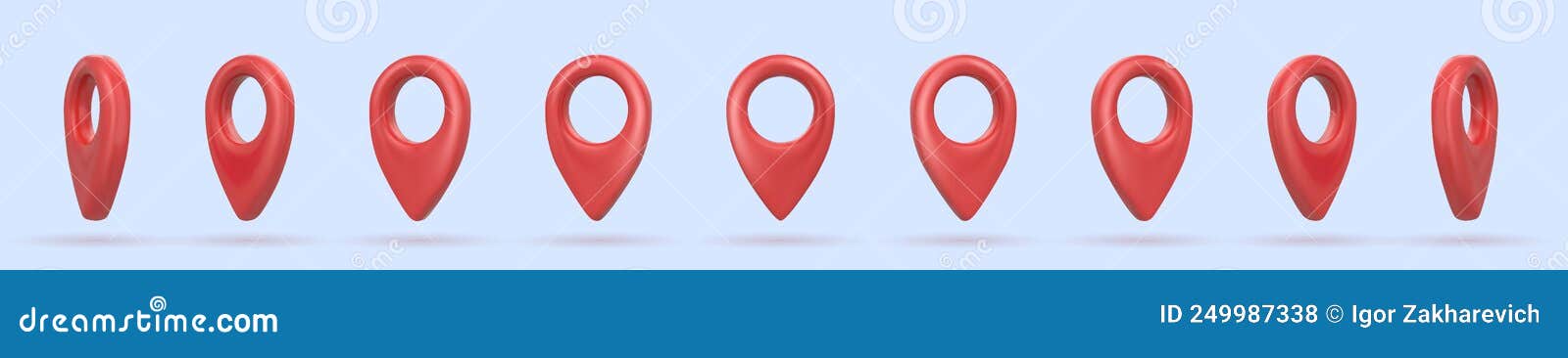 Shiny Red Realistic Map Pointers Vector Set in Various Angles. Web Location Point, Pointer 3d ...