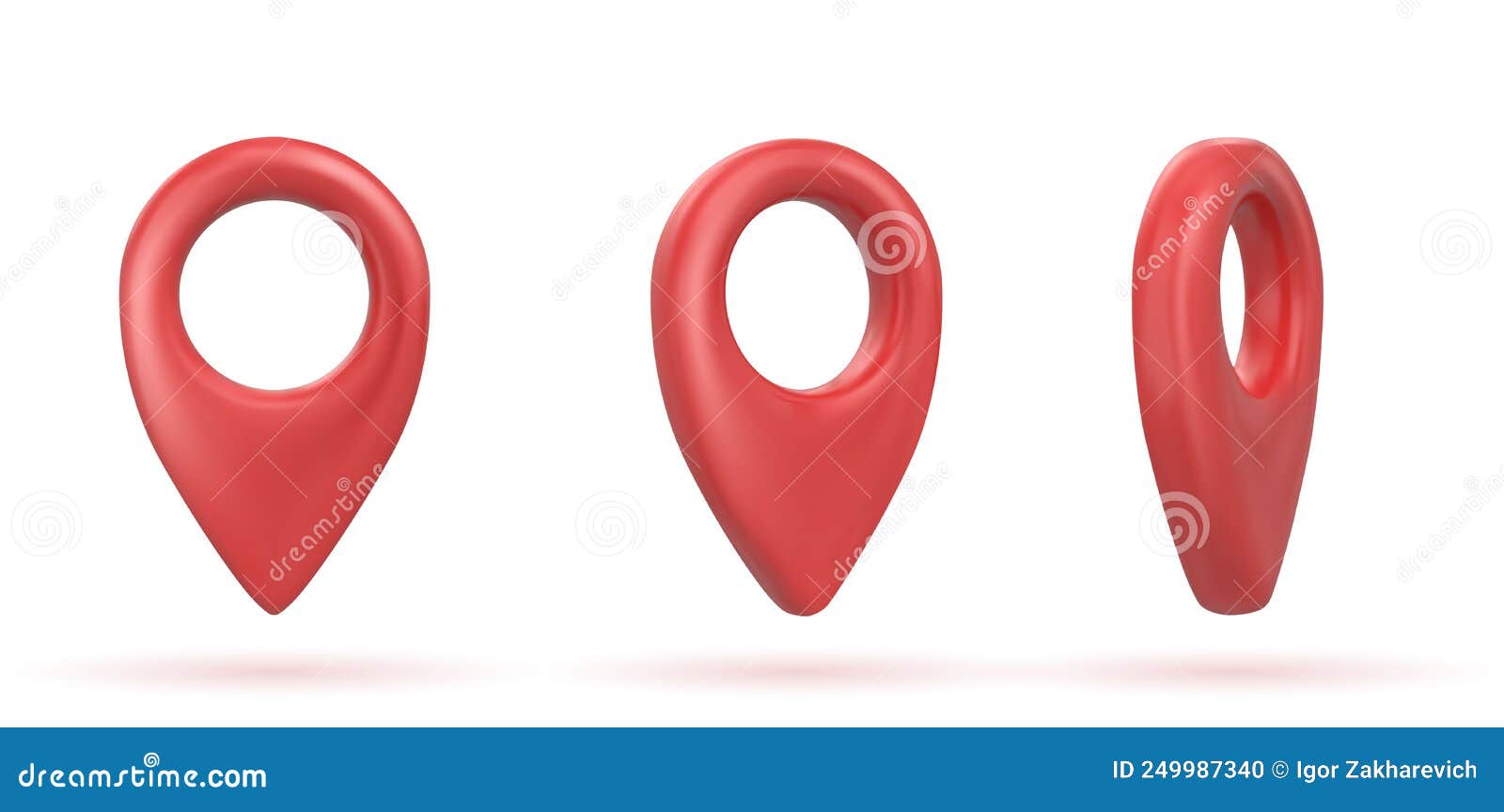 Shiny Red Realistic Map Pointers Vector Set in Various Angles. Web Location Point, Pointer 3d ...