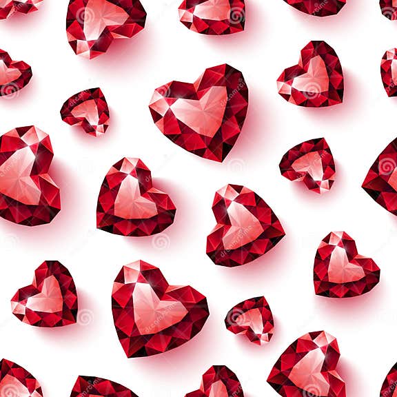 Shiny Red Ruby Heart on White Background Seamless Stock Vector ...