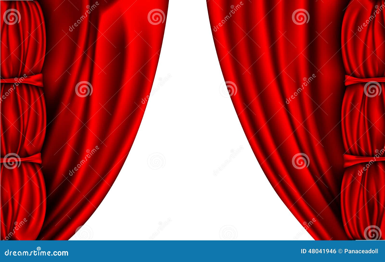 Shiny Red Silk Curtains with Columns Stock Vector - Illustration of ...
