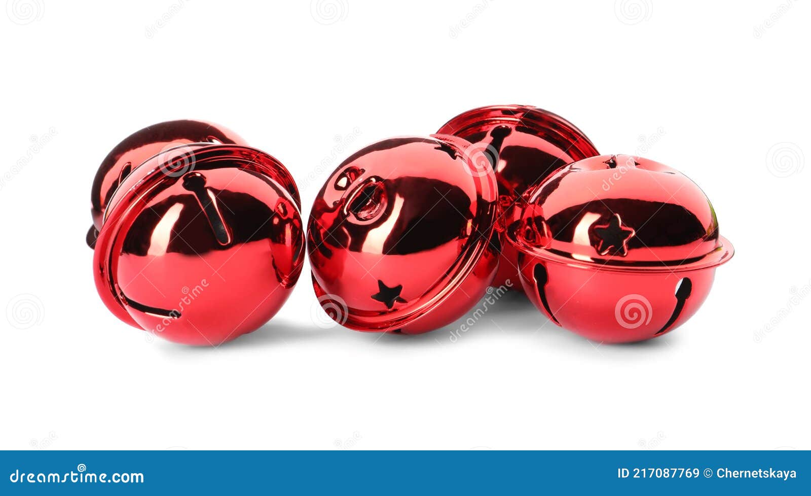 Shiny Red Sleigh Bells on White Background Stock Image - Image of ...