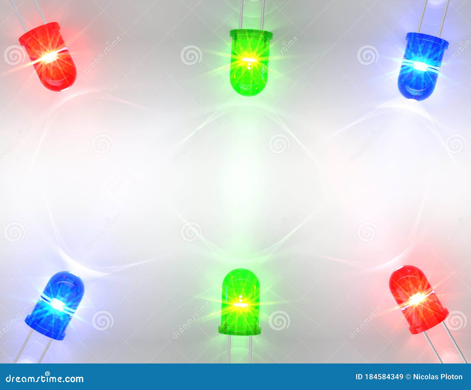 Shiny RGB LEDs Emitting Caustic Lights on a Diffuse White Background ...