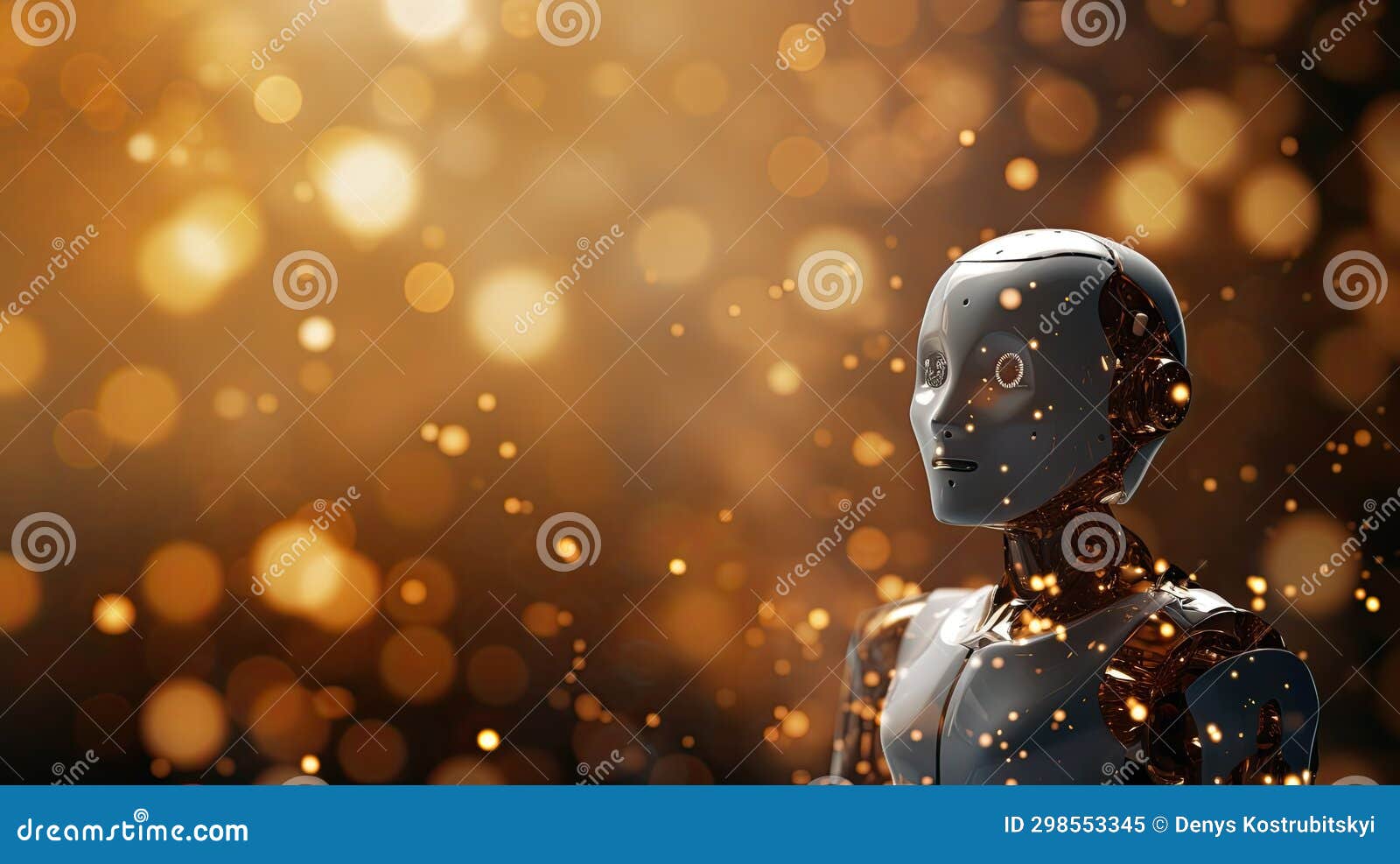 Shiny Robot in Bokeh Sparks Stock Illustration - Illustration of ...