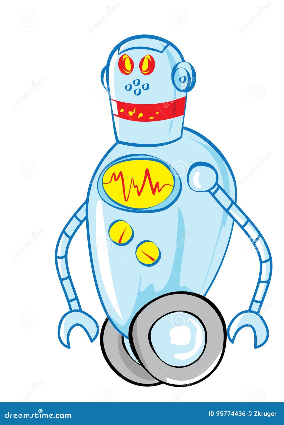 Robot On Wheels Line Icon. Mooving Cyborg Vector Illustration Isolated ...