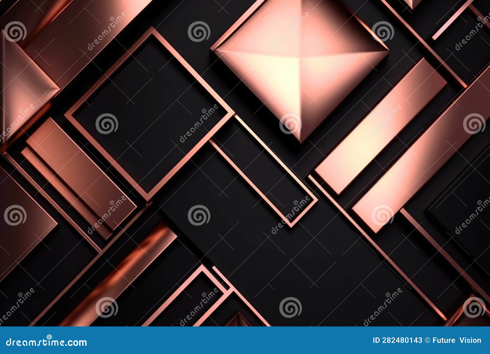 Shiny Rose Gold and Black Angular Tiles, Created Using Generative Ai ...
