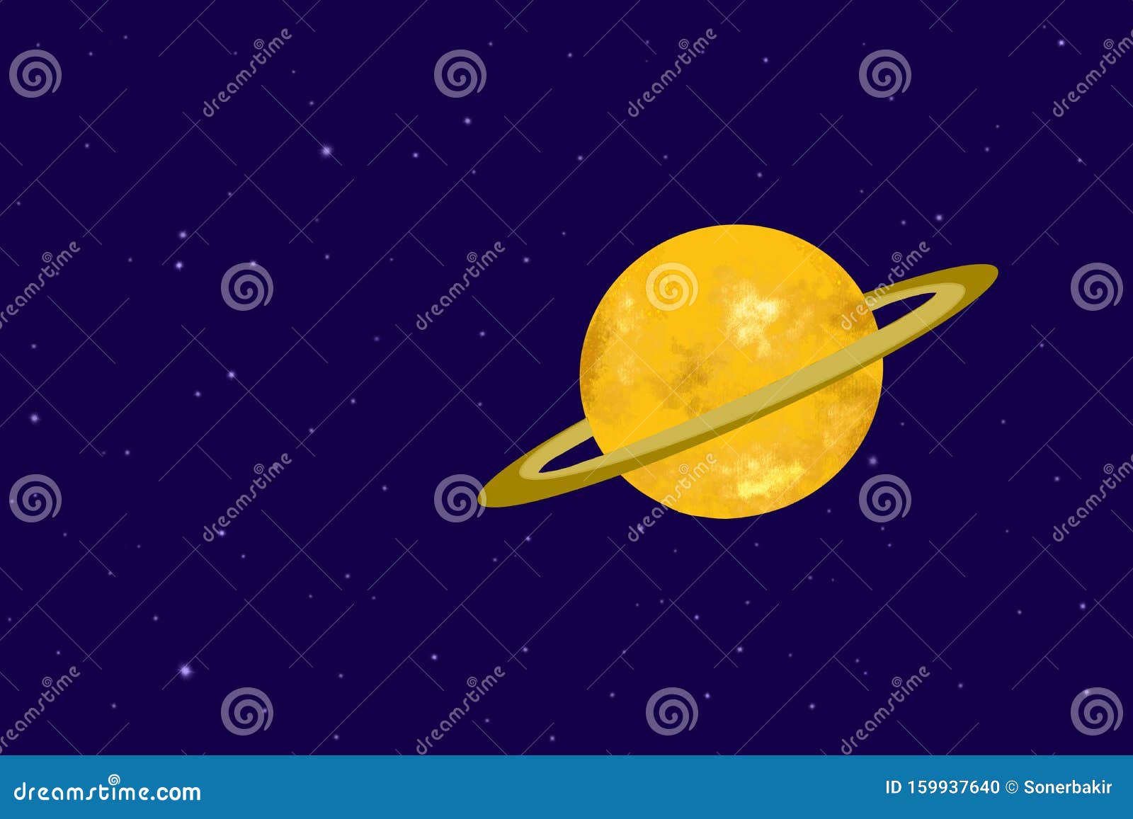 Shiny Saturn Illustration on Orbit in the Solar System with Its ...
