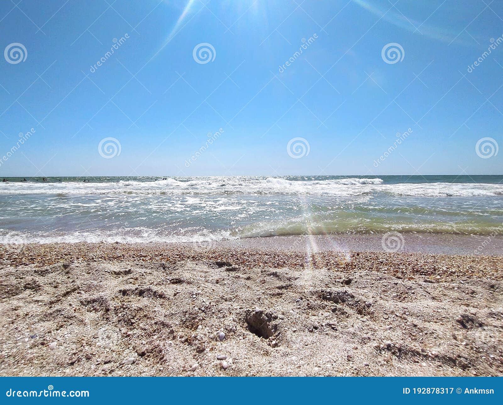 Shiny Sea and Waves on the Beach, Panorama Stock Image - Image of ...