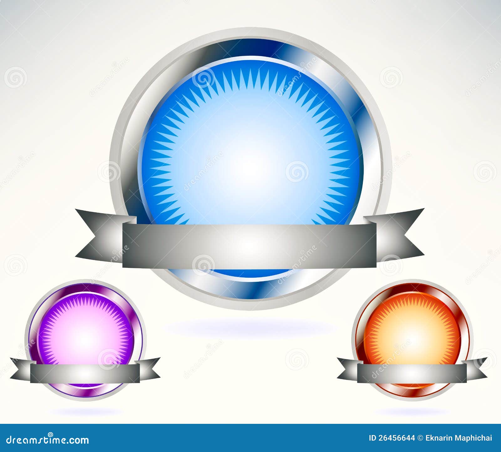 Shiny seal with banner stock illustration. Illustration of blue - 26456644