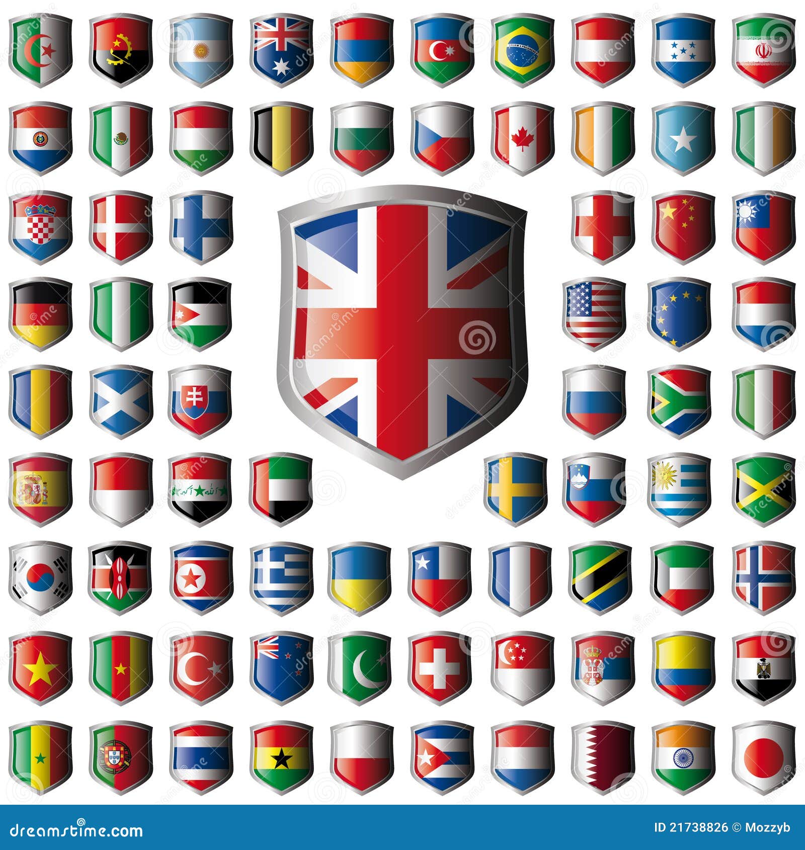 Shiny Shield Flags with Metal Frame Collection Stock Vector ...