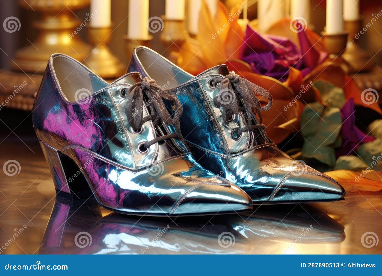 Shiny Shoes in Front of a Luxurious Background Stock Image - Image of ...