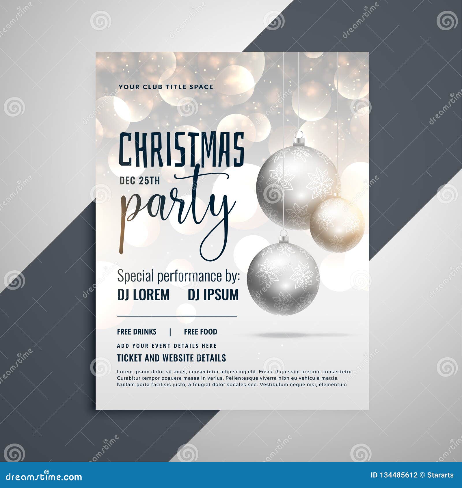 Silver Flyer Template With Red Waved Banner Cartoon Vector ...