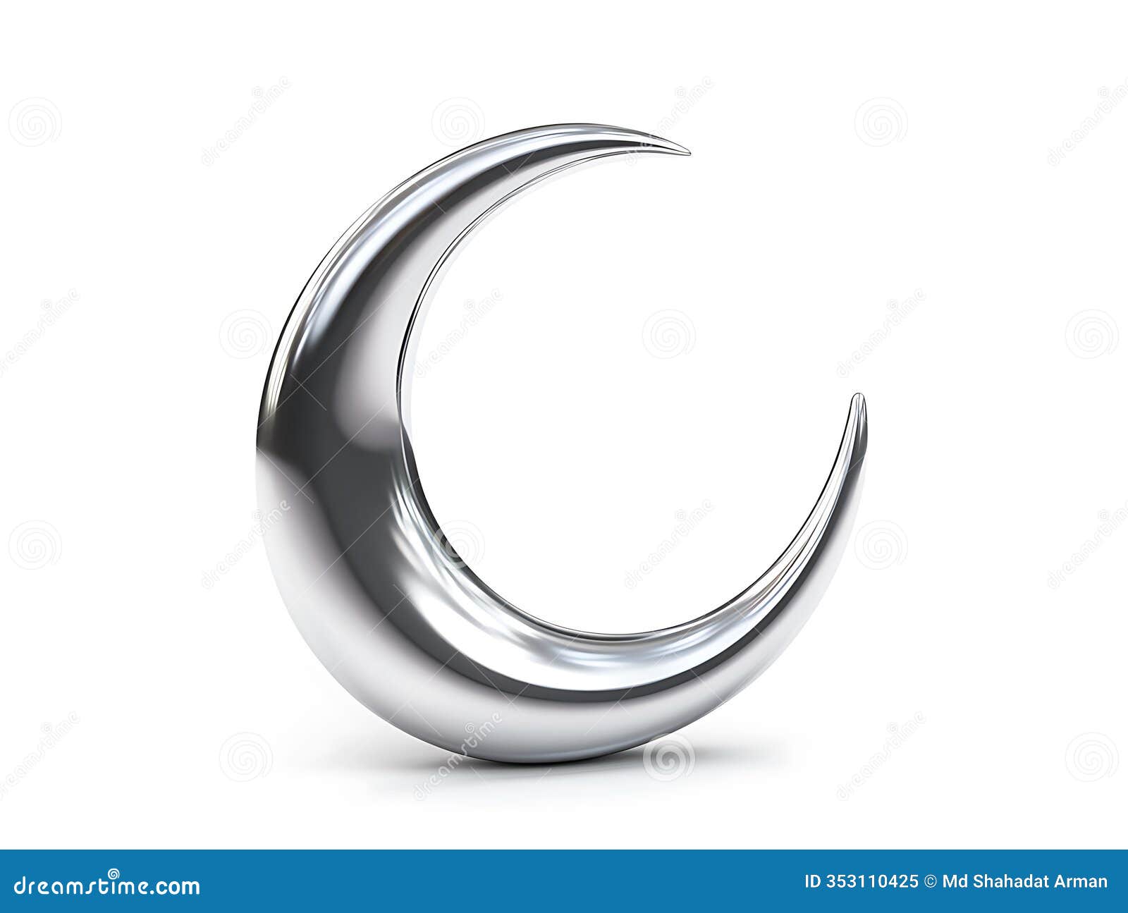 Shiny Silver Crescent Moon Isolated on White Stock Illustration ...