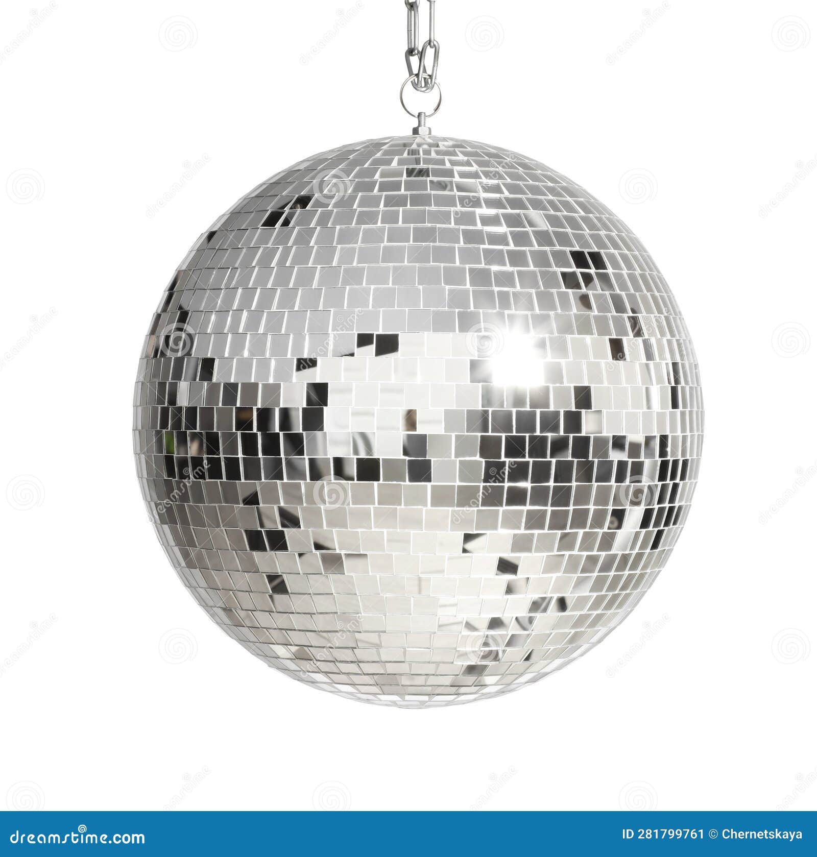 Shiny Silver Disco Ball on White Stock Image - Image of celebration ...
