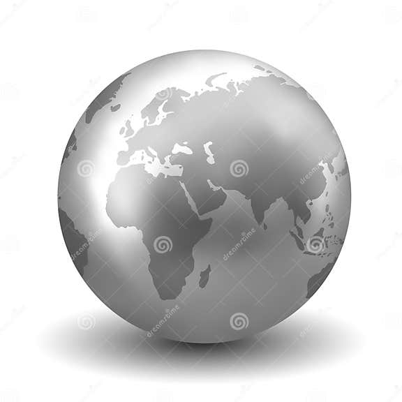 Shiny Silver Earth stock vector. Illustration of europe - 11997286