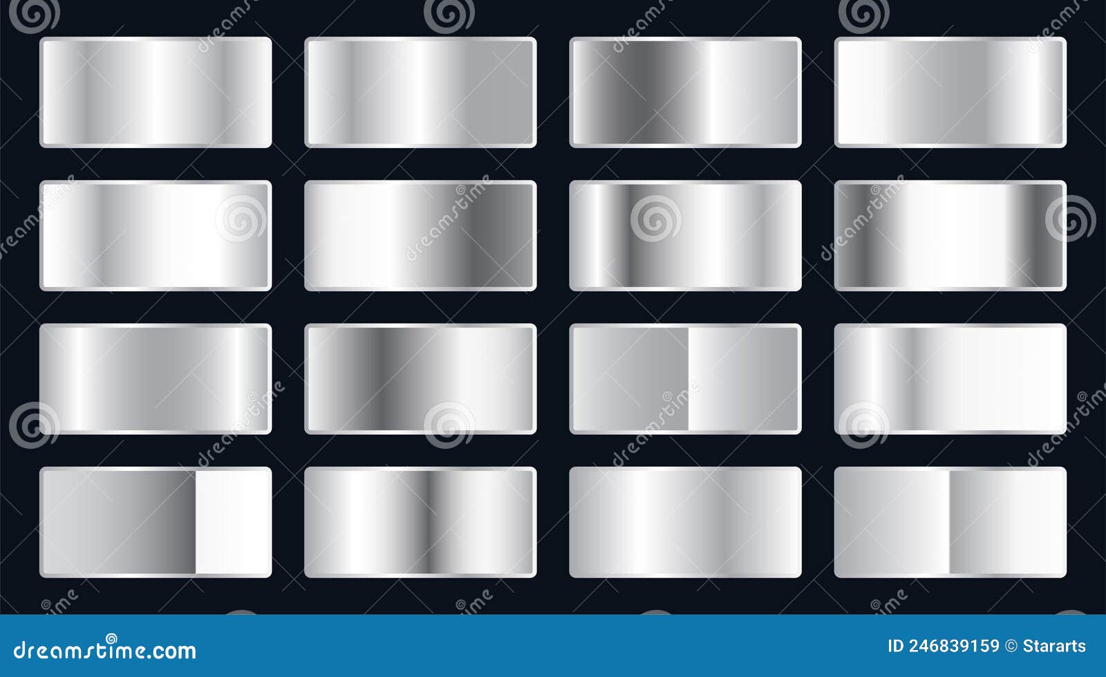 Shiny Silver Gradients Big Set Stock Vector - Illustration of abstract ...