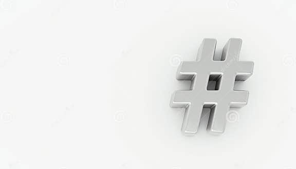 A Shiny, Silver Hashtag Symbol on a Plain White Background. Stock ...