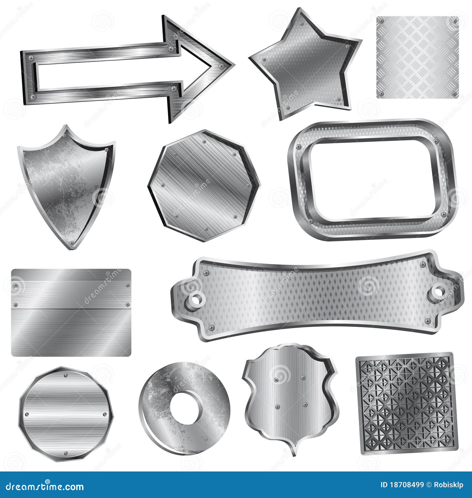 Shiny Silver Labels and Badges Stock Vector - Illustration of sign ...