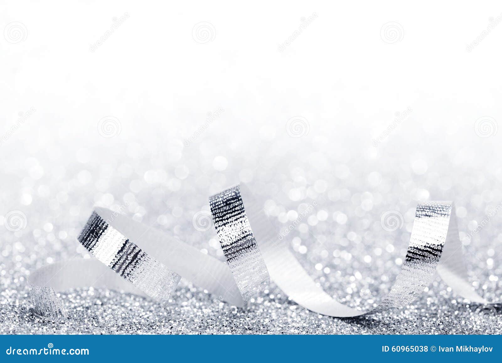Shiny silver ribbon curls stock photo. Image of silver - 60965038