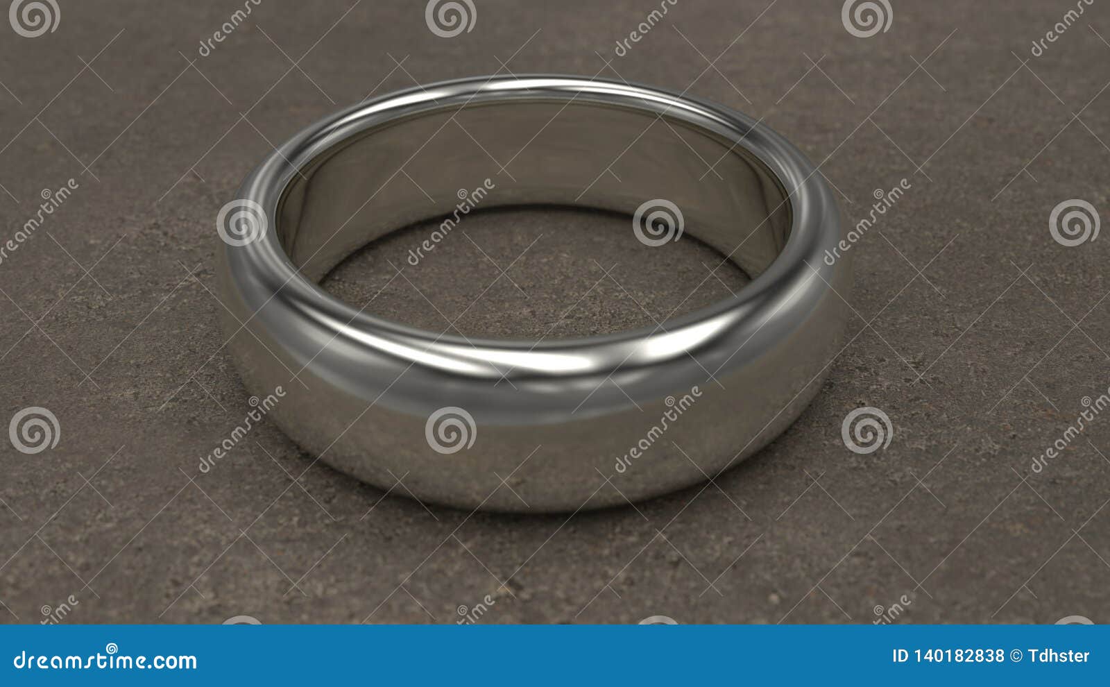 Shiny Silver Ring on Table. 3d Illustration Stock Illustration ...