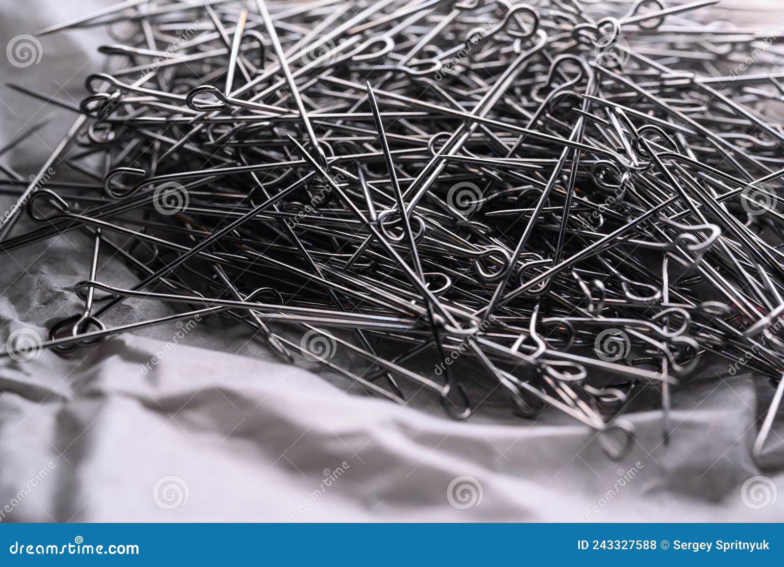 Shiny Silver Sewing Pins on White Studio Background Stock Photo - Image ...