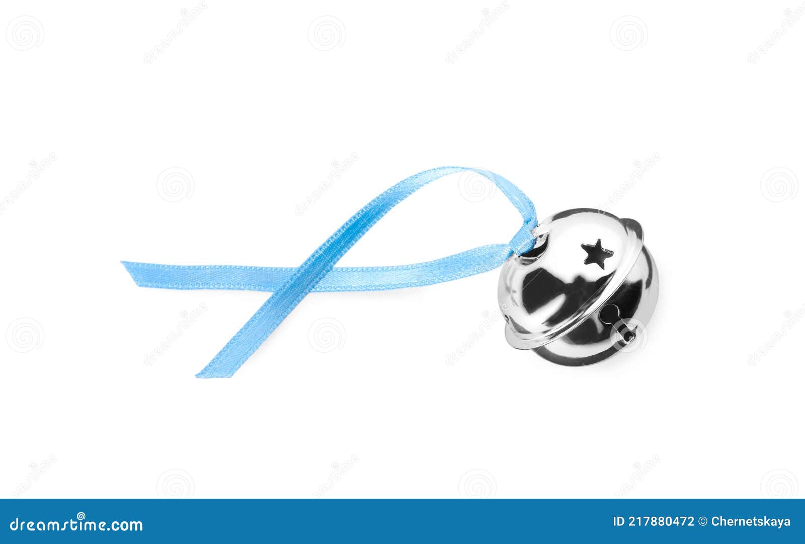 Shiny Silver Sleigh Bell with Ribbon Isolated on White, Top View Stock ...