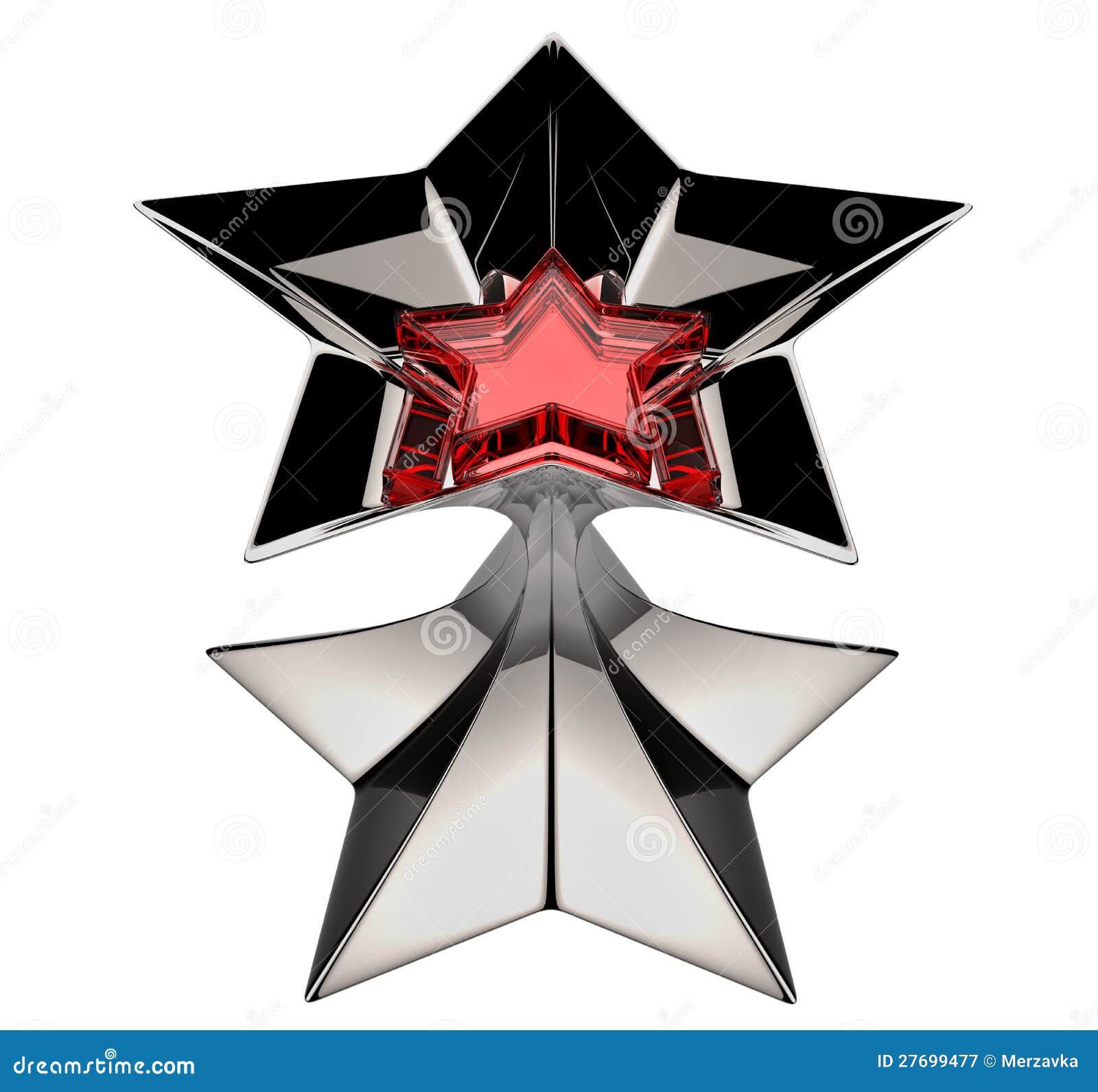 Shiny Silver Star with Red Star Core Stock Illustration - Illustration ...