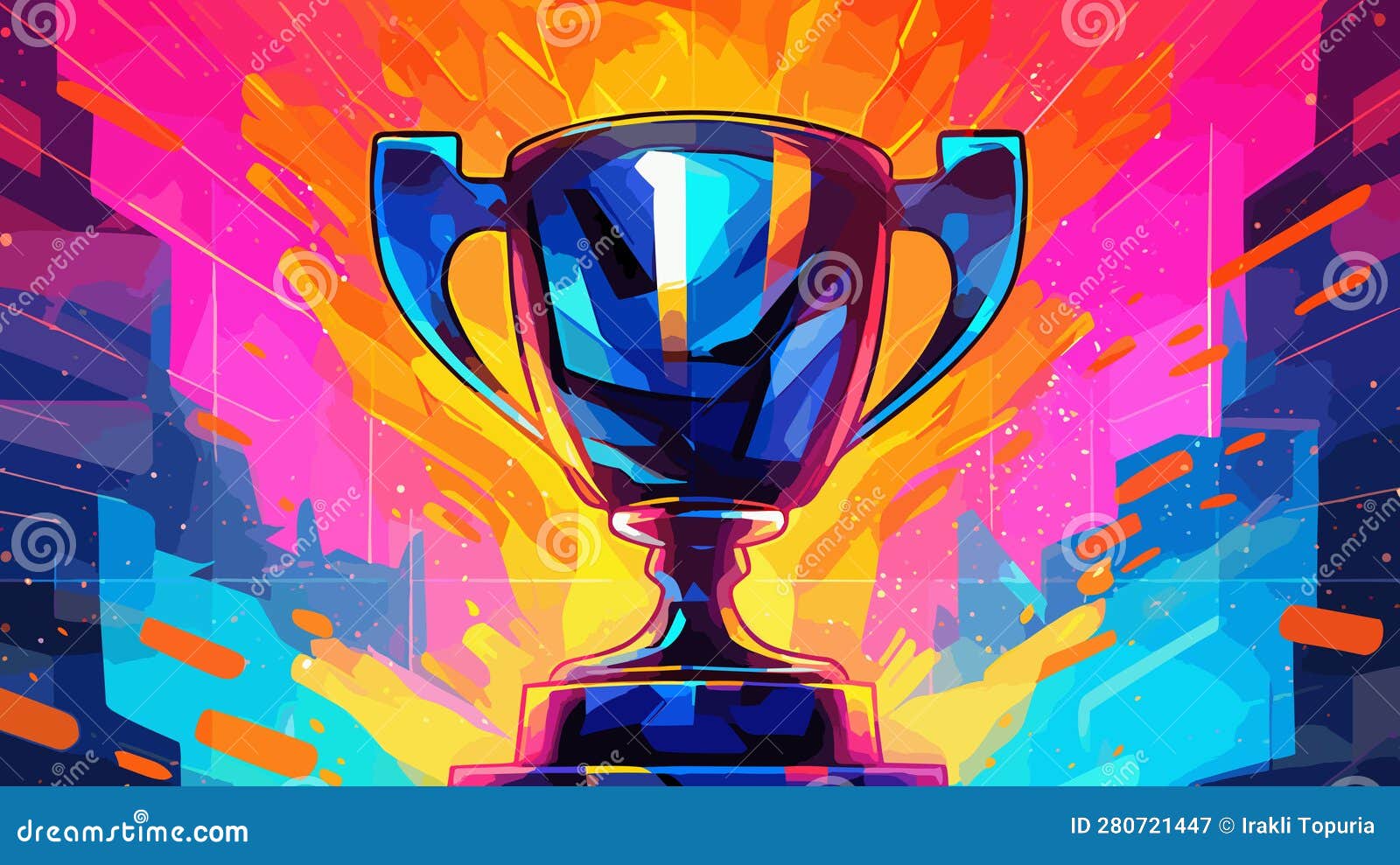 Shiny Silver Trophy on a Vibrant Colors Low Poly Modern Background ...