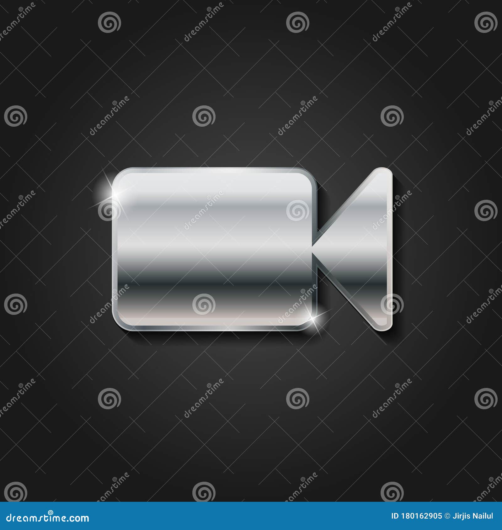 Shiny Silver Video Camera Icon Metallic Symbol Stock Vector ...