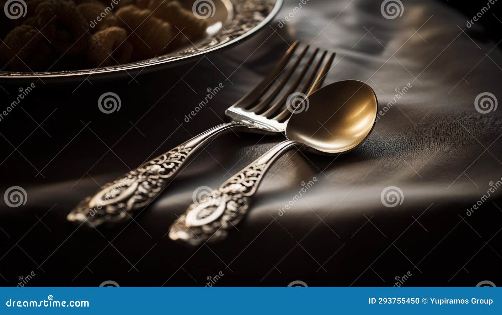 Shiny Silverware on Table, Elegant Still Life Generated by AI Stock ...
