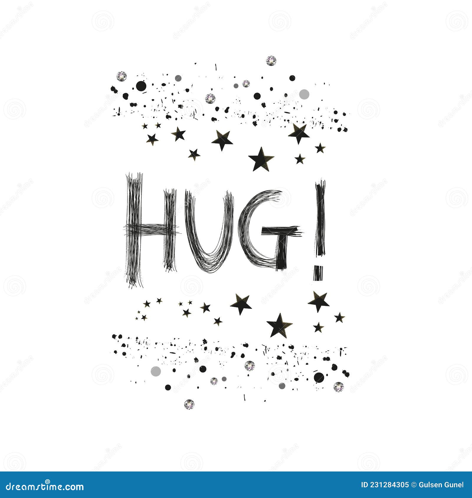Shiny Slogan Graphic for T Shirt. ``Hug`` Text Stock Vector ...