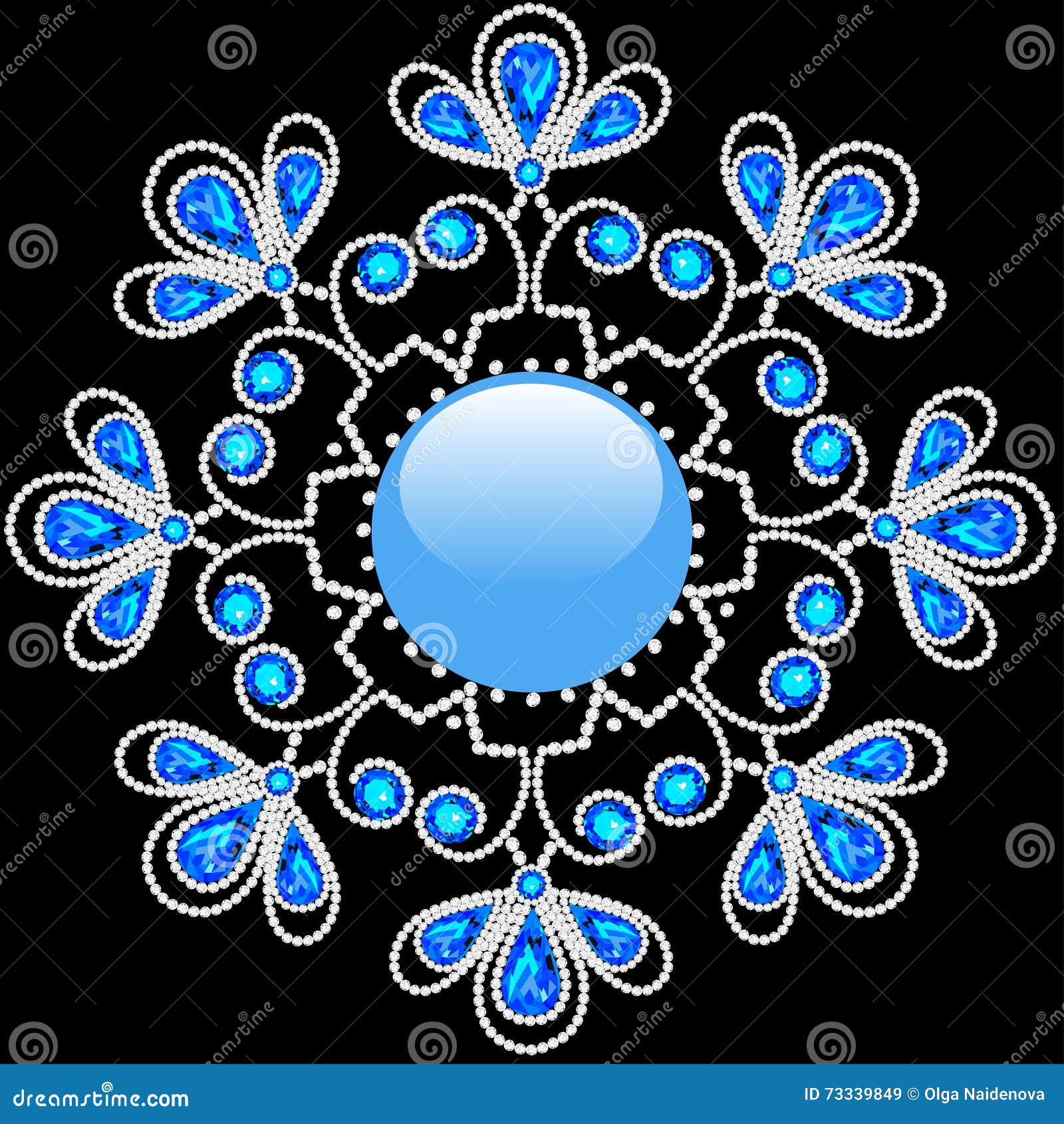 Shiny Snowflake Made of Precious Stones on Black Background Stock ...