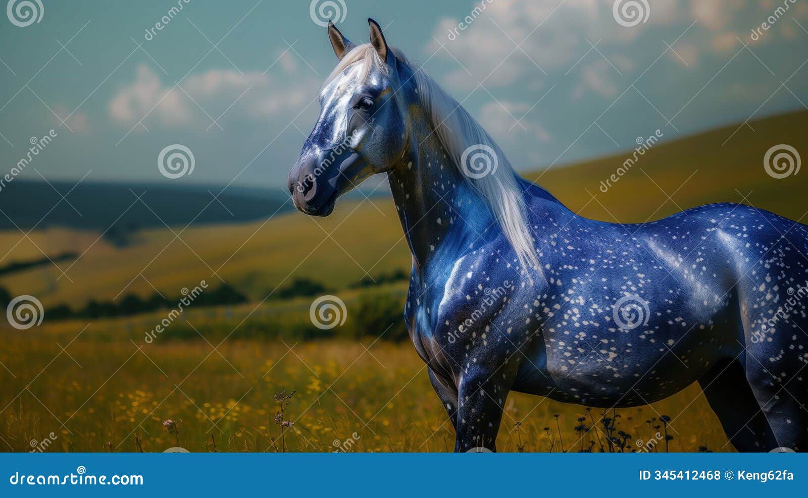 Blue Horse Head Digital Artwork. Horse Bridle Illustration Isolated ...