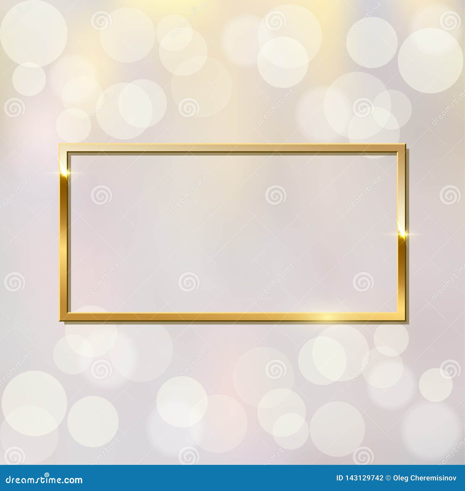 Shiny Sparkling Golden Rectangle Frame on Blurred Background Vector ...