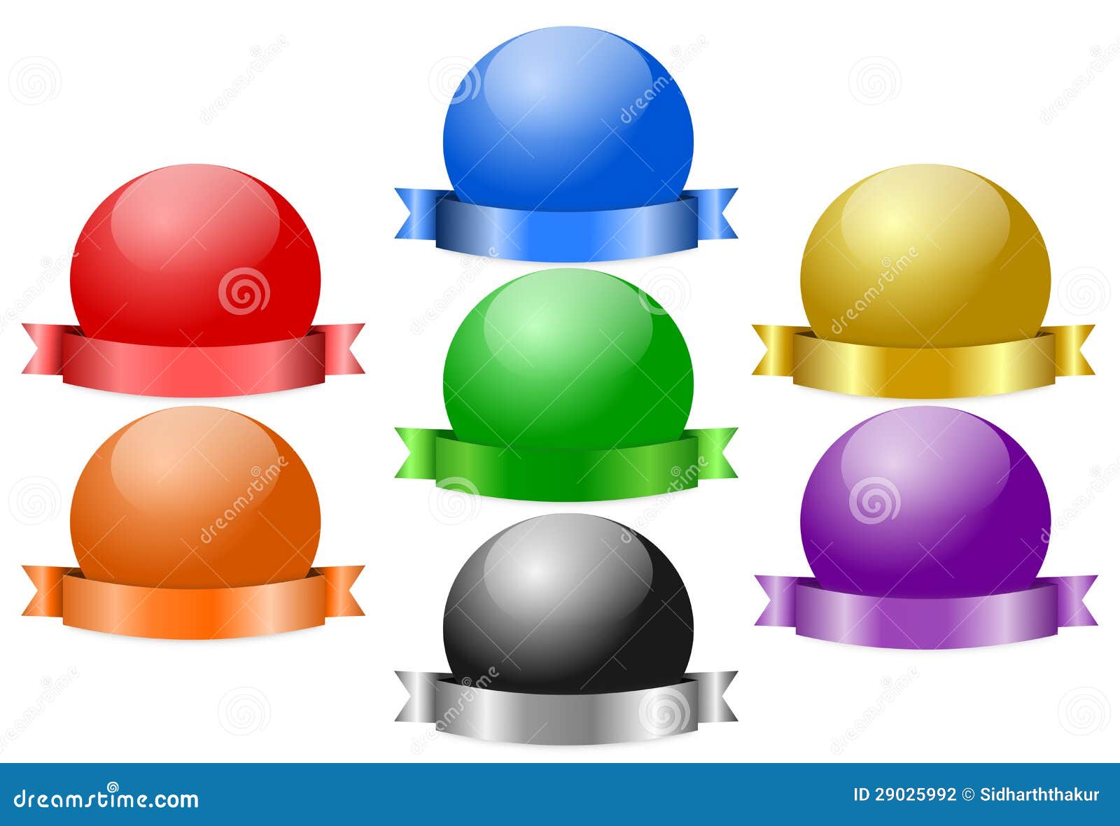 Shiny Sphere Badges with Ribbon Banner Stock Illustration ...