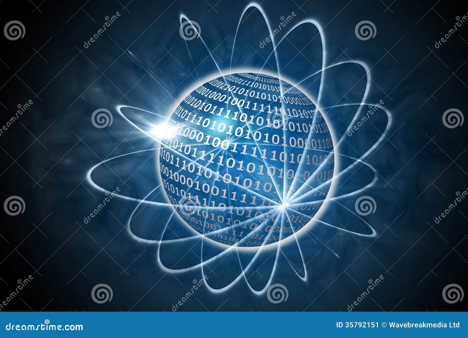 Shiny Sphere with Binary Code Stock Illustration - Illustration of code ...