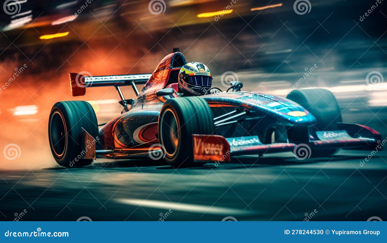 Shiny Sports Car Driving on Illuminated Sports Track Generative AI ...